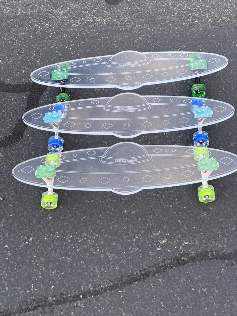 LED Clear UFO Acrylic Plexiglass Longboard | UFO LED longboard by Ghost ...