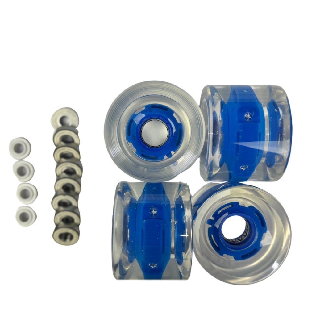 LED Longboard Wheels - Clear Blue (70mm/78a) - Ghost Boards