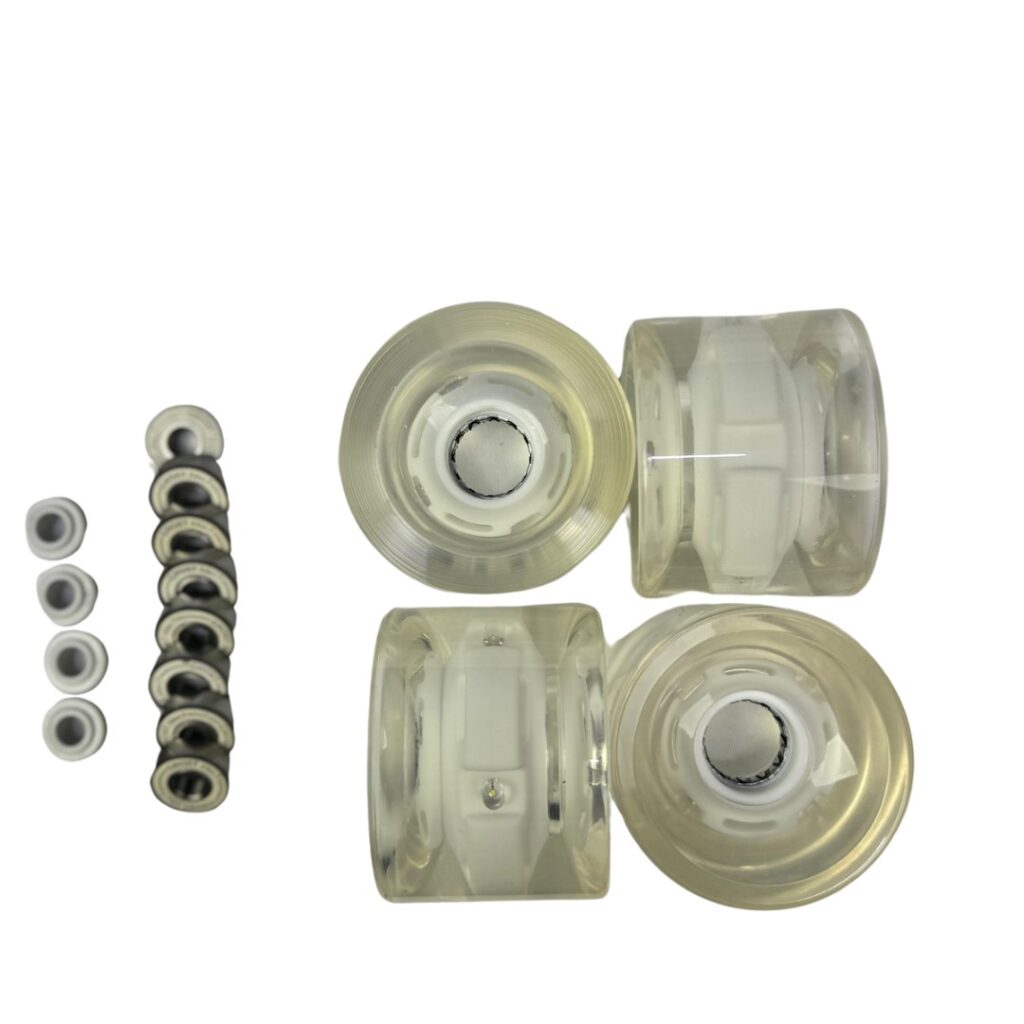 LED Longboard Wheels - Clear White (70mm/78a) - Ghost Boards