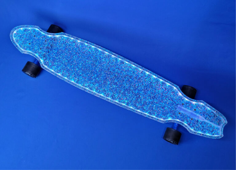LED Sparkle Glitter Custom Longboard | Custom Cruiser Deck by Ghost Boards