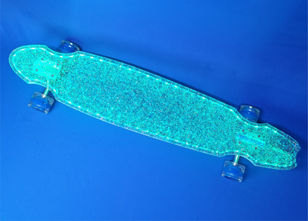 LED Sparkle Glitter Custom Longboard | Custom Cruiser Deck by Ghost Boards
