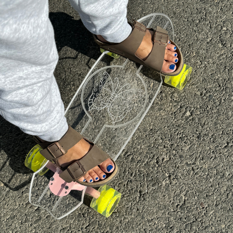 24" Baby Ghost Fishbone Penny Board –vFreestyle Clear Longboard | Ghost ...