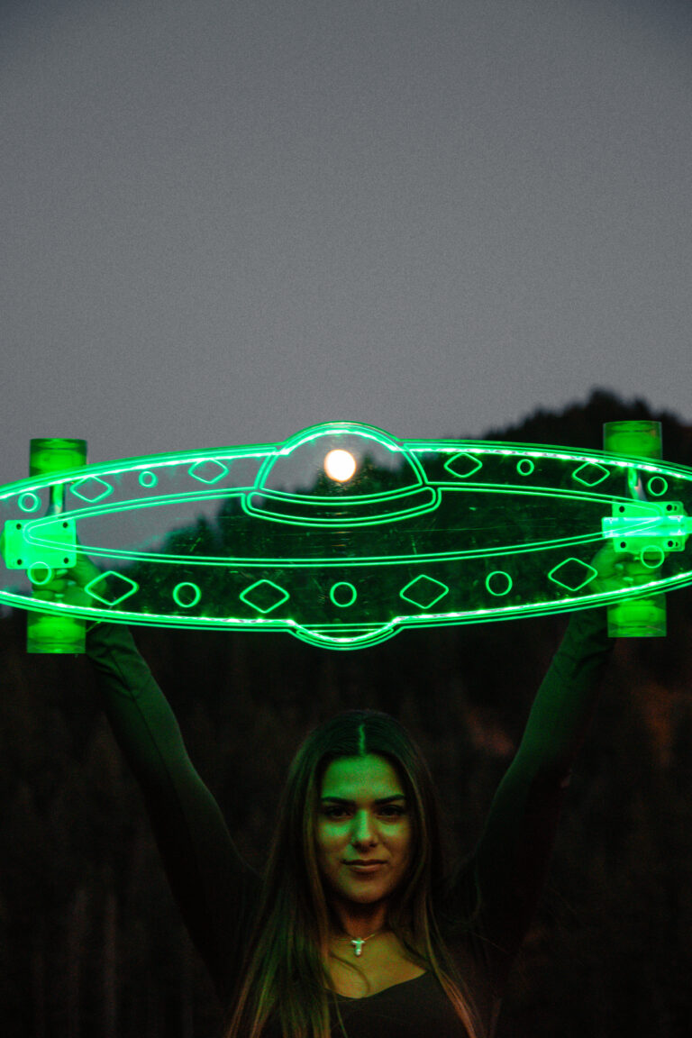 LED Clear UFO Acrylic Plexiglass Longboard | UFO LED longboard by Ghost ...